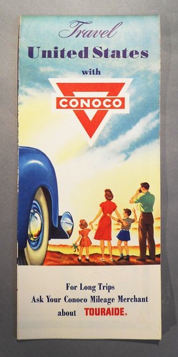 1954 Conoco UNITED STATES Vintage Road Map Conoco Oil Touraide ...