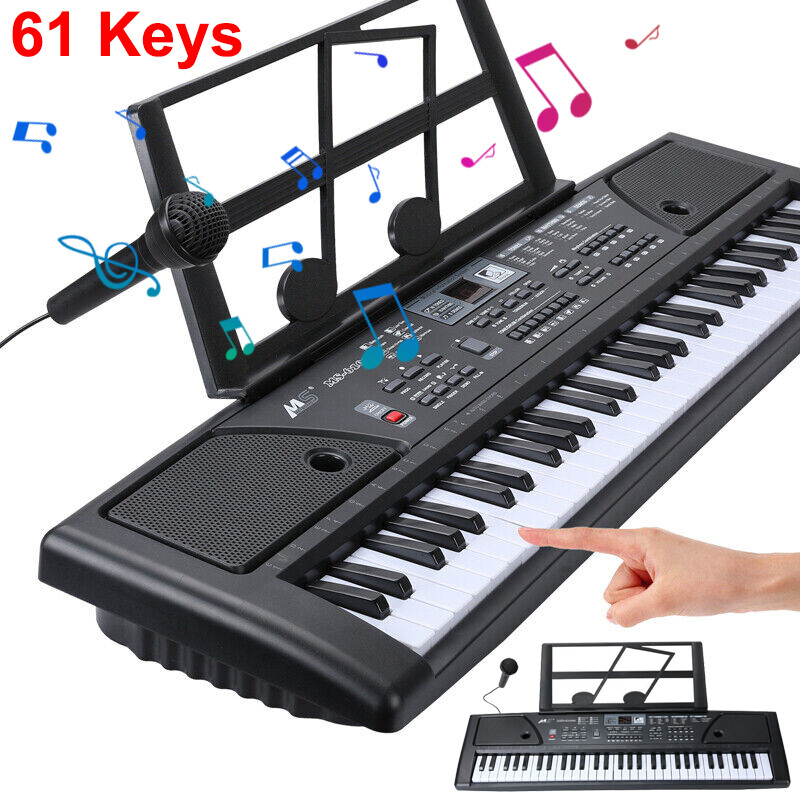 61 Key Electronic Keyboard Piano with Music Stand & Microphone For Kids ...