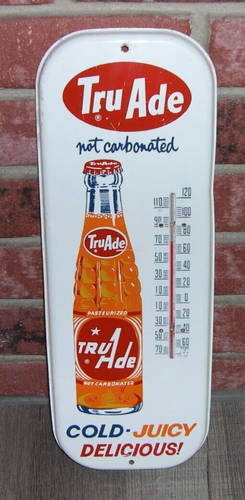 VINTAGE ADVERTISING TRU ADE SODA METAL WALL THERMOMETER 1950 WORKING ...