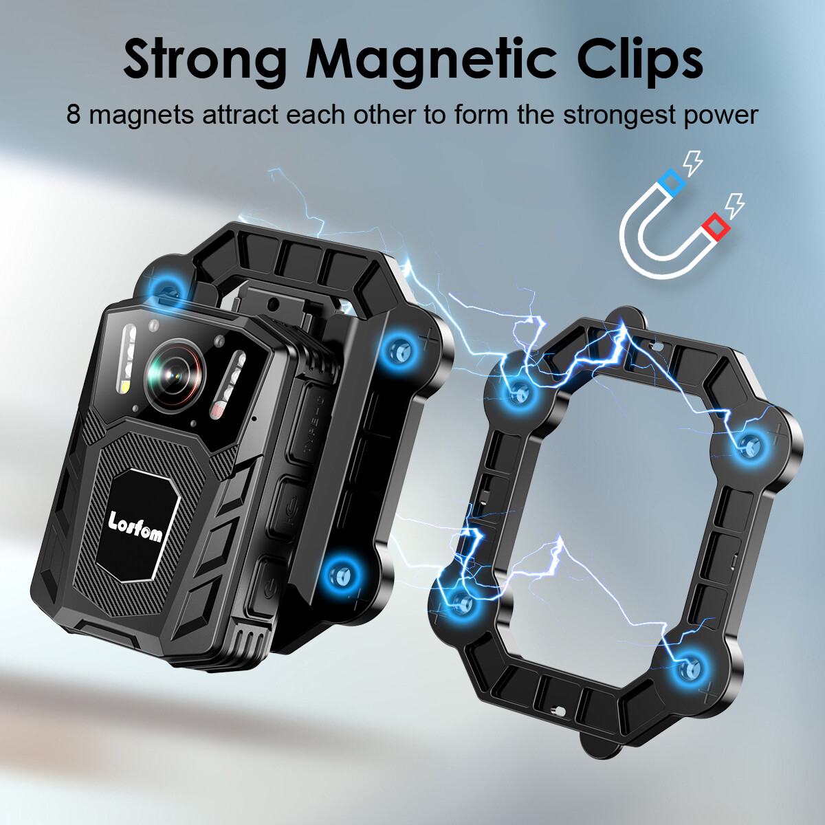BOBLOV Police Body Camera Magnet Mount Back Clip Strong Magnets Stick ...