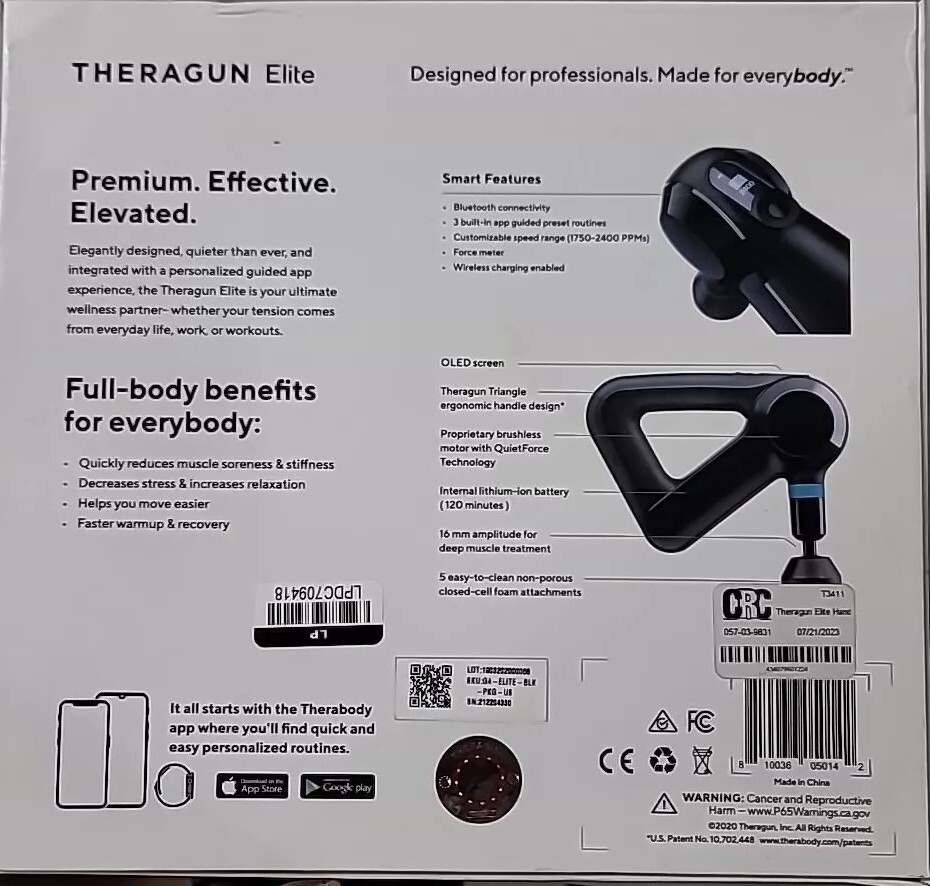 Theragun Elite SMART Percussive Therapy Massage Device. Open Box Free ...