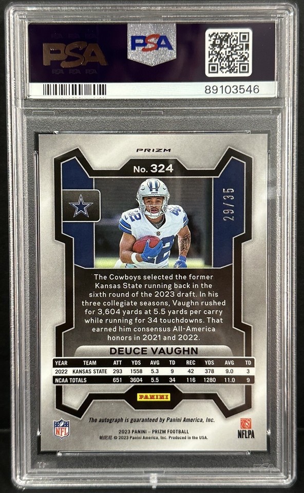 2023 Panini Prizm NFL FOTL Cowboys RC Deuce Vaughn Auto Red Shimmer /35 ...