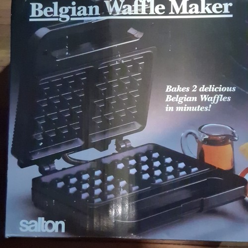 New~Vintage Electric Salton Belgian Waffle Maker ~WM-4~Black~Non-Stick ...