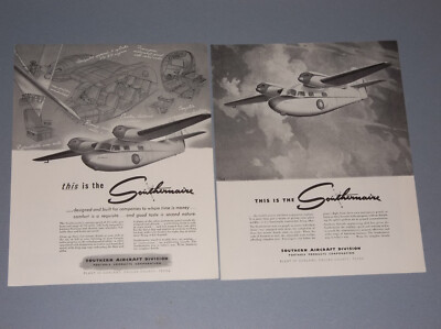 4 1944-1946 SOUTHERNAIRE CORPORATE AIRPLANE ADS SOUTHERN AIRCRAFT ...