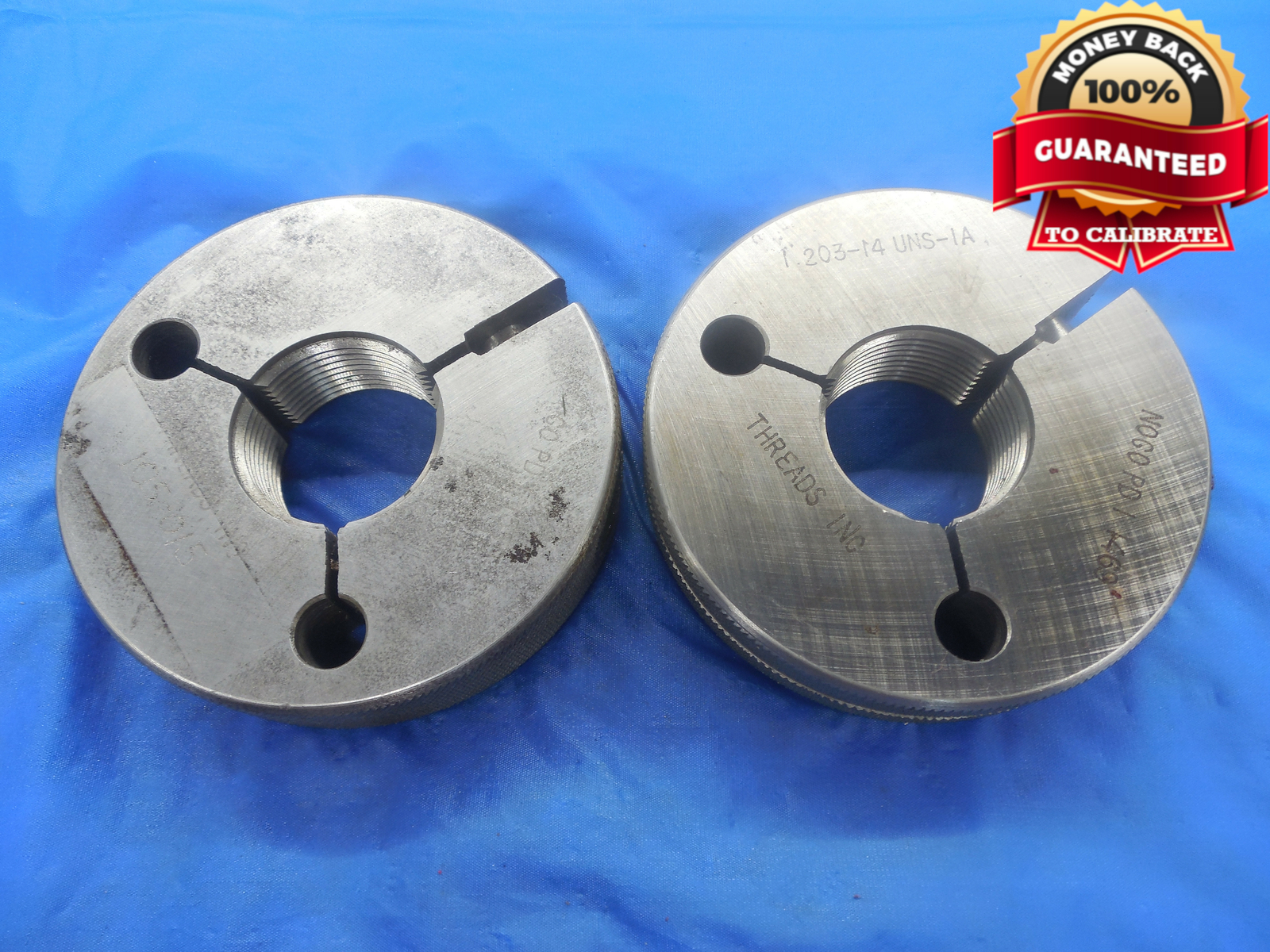 1.203 14 UNS 1A THREAD RING GAGES GO NO GO P.D.'S = 1.1550 & 1.1469 NS ...