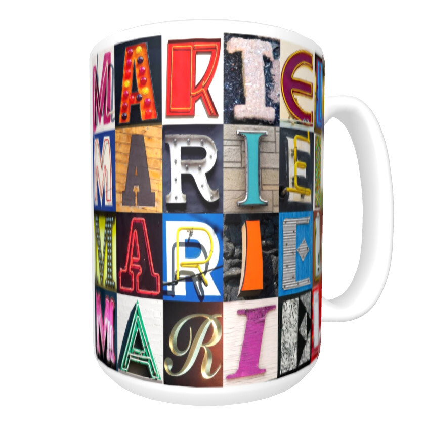 MARIEL Coffee Mug / Cup featuring the name in photos of sign letters | eBay