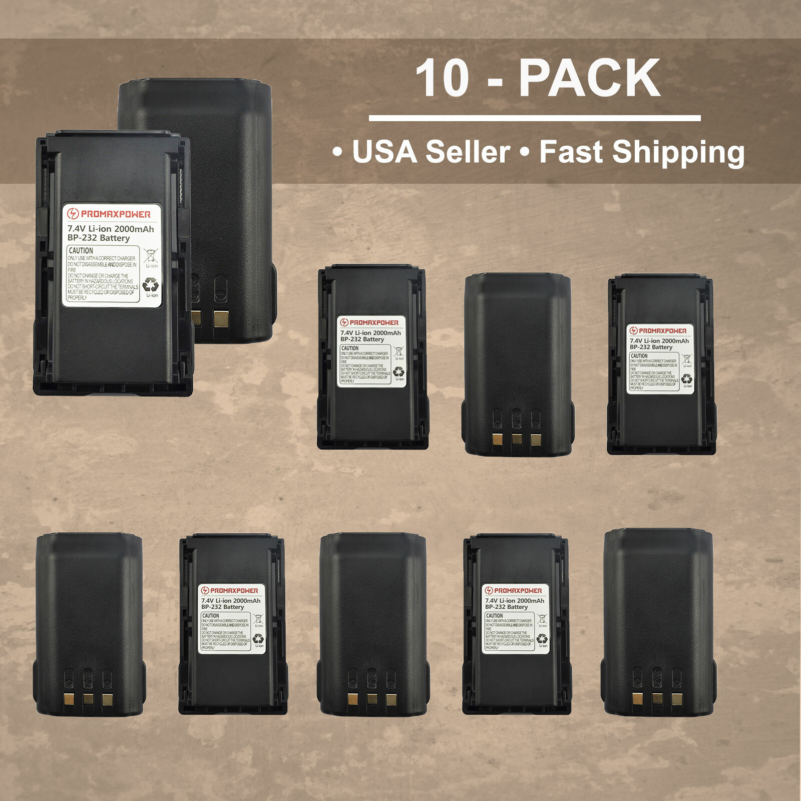 10x 2000mAh Batteries for BP-232N Icom Radios IC-F34G, IC-F43, IC-F43G ...