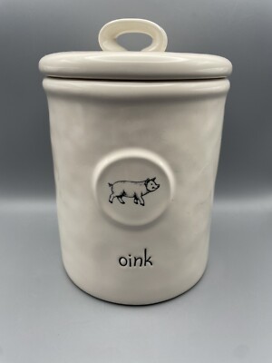 Rae Dunn Farmline OINK Small Baby Pig Canister Cookie Jar New | eBay