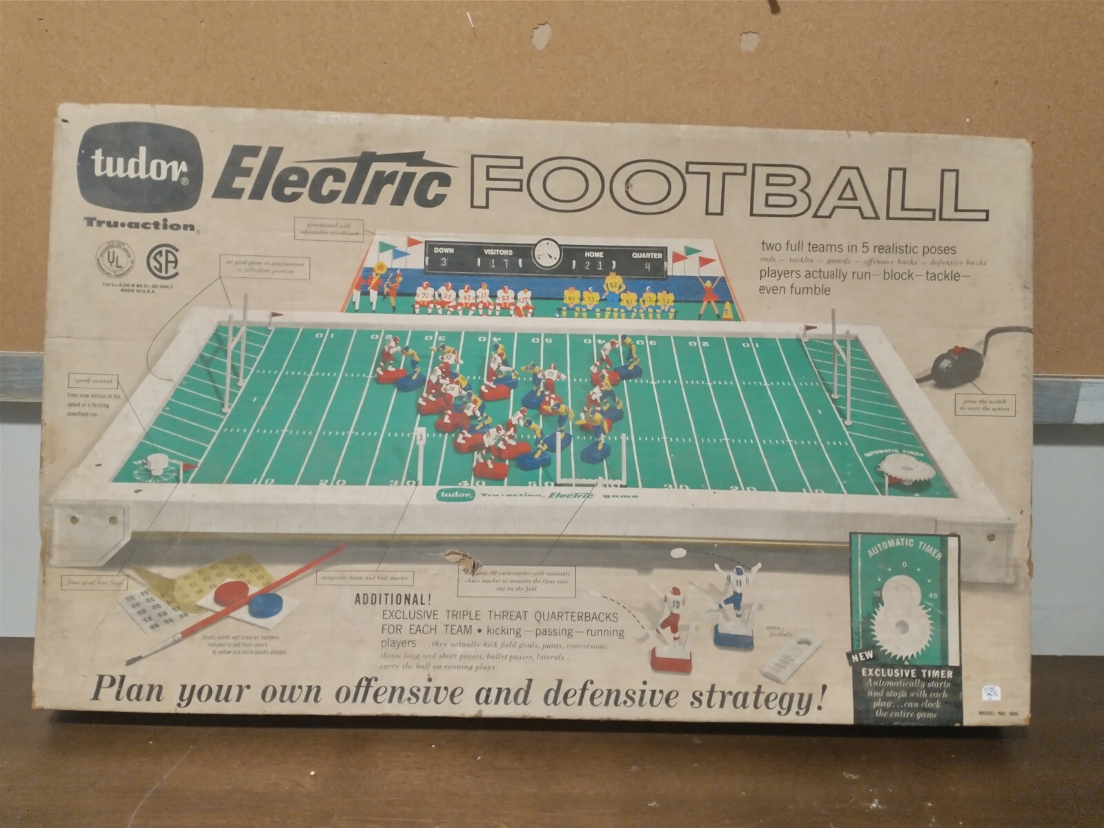 Vintage Tudor Tru-Action Electric Football Game Model 500 Missing Few ...