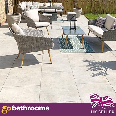 Harlyn Outdoor Matt Beige Porcelain Tile Non Slip Rectified Garden Slab ...