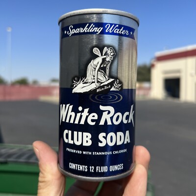 Super Clean Vintage White Rock Club Soda Can Bottom Opened Tab Top ...