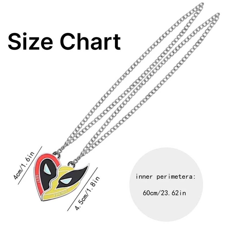 Deadpool & Wolverine Best Friends Friendship Necklace Marvel Superhero ...