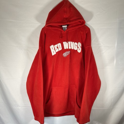 VTG Detroit Red Wings Hoodie Mens 2XL Red Fleece Pullover Sweater NHL ...