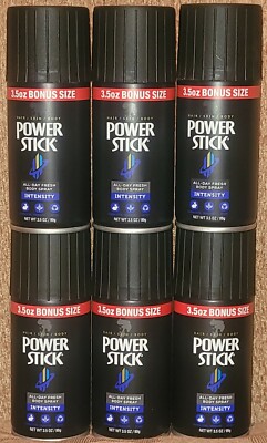 LOT OF 6 CANS Power Stick "Intensity" Deodorant Body Spray 3.5 OZ ...