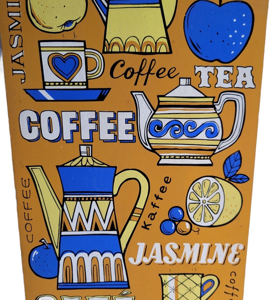 Vintage Coffee Tea Large Board Wooden Sign 24" Cafe Shop 60s 70s Bar ...