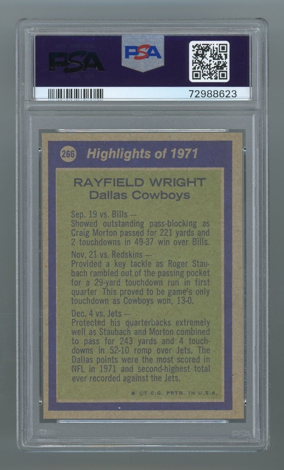 1972 Topps #266 Rayfield Wright All-Pro PSA 9 MINT #72988623 | eBay