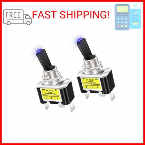 DaierTek 12V Blue LED Lighted Toggle Switch 30 Amp 12 Volt Toggle ...