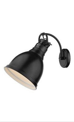 Golden Lighting Duncan Collection 1-Light Black Sconce with Matte Black ...