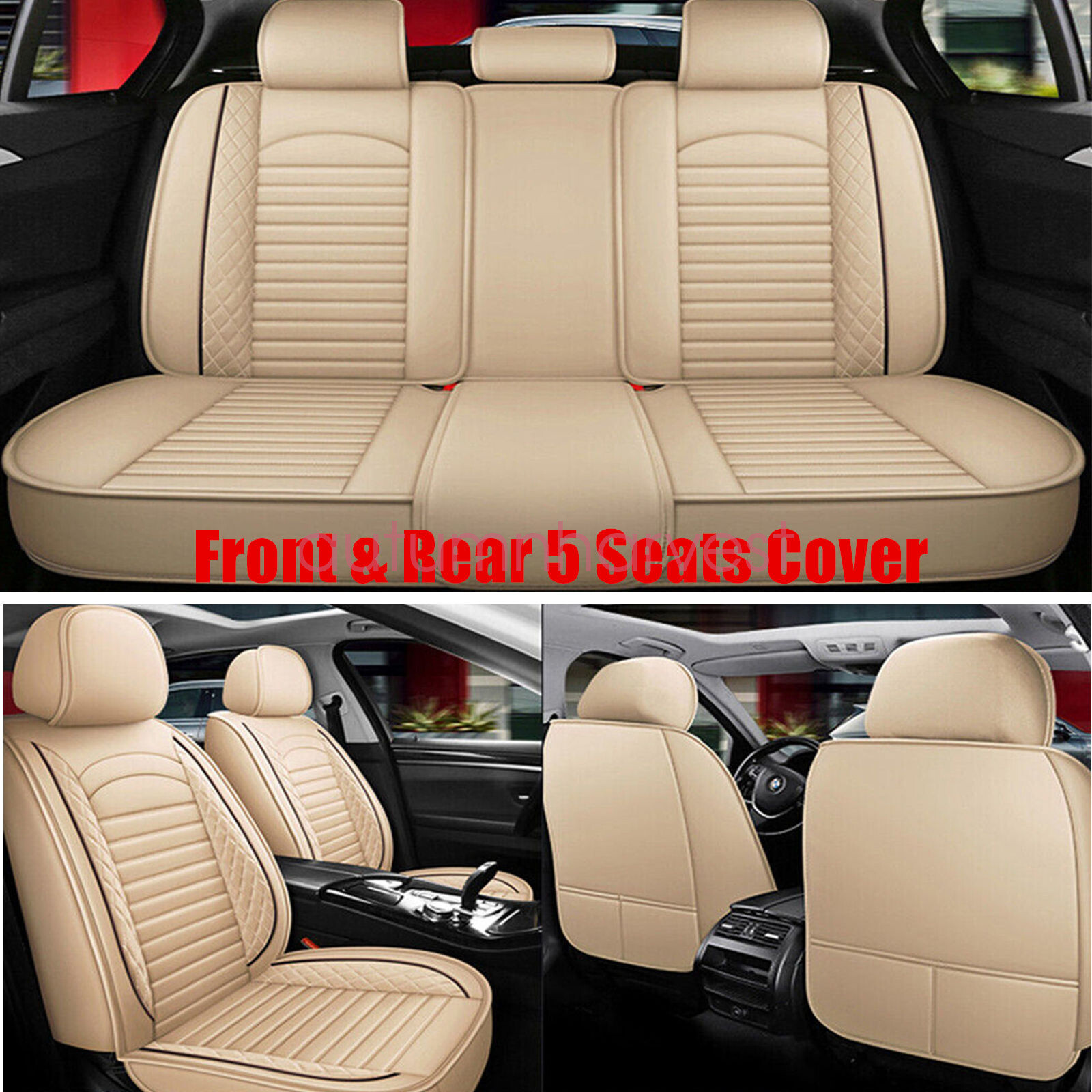 Fits Chevy Car Seat Cover 5 Seat Full Set Leather Waterproof Front Rear ...