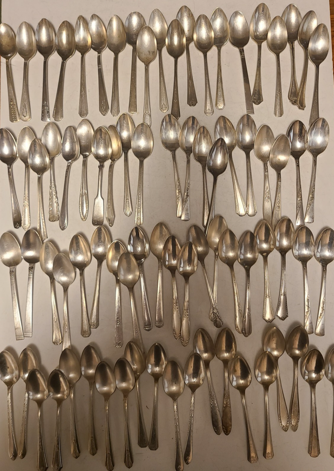80 Teaspoon Silverplate Flatware Craft Grade W/ Wear No Monos 25 Pairs ...