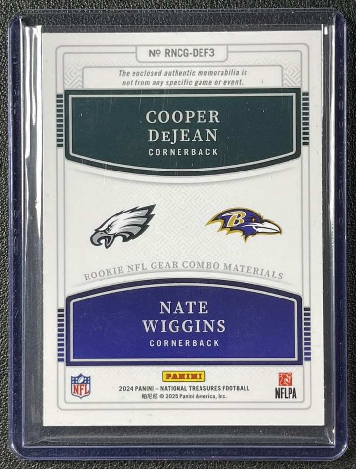 COOPER DEJEAN NATE WIGGINS 2024 NATIONAL TREASURES ROOKIE PATCH SILVER ...