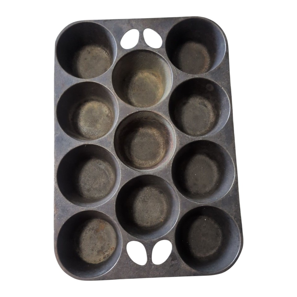 Cast Iron Popover Muffin Pan 11 Cup Tray Heavy Duty Stamped “A” On Back ...