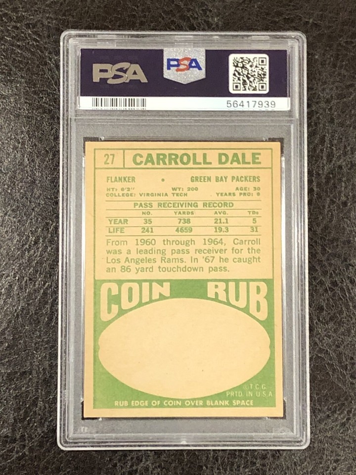 1968 Topps Football Carroll Dale #27 PSA 6 EX-MT Green Bay Packers | eBay