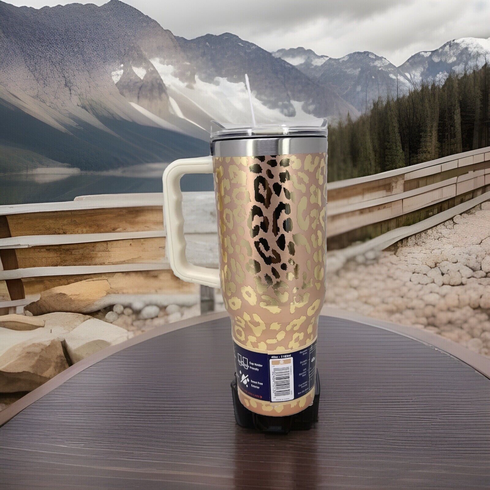 Buc-ee's Yukon Outfitters Gold Leopard Fit Forty Tumbler 40 Oz Cup Mug ...
