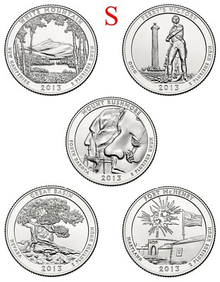 2013-S AMERICAN THE BEAUTIFUL QUARTERS UNC (SET OF 5 COINS) ATB 2013S ...