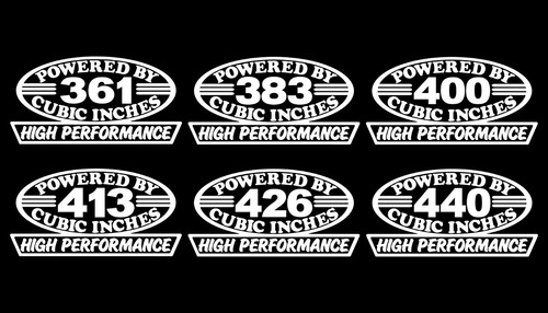 2 HP BIG BLOCK V8 ENGINE DECALS 361-383-400-413-426-440 MOTOR STICKERS ...