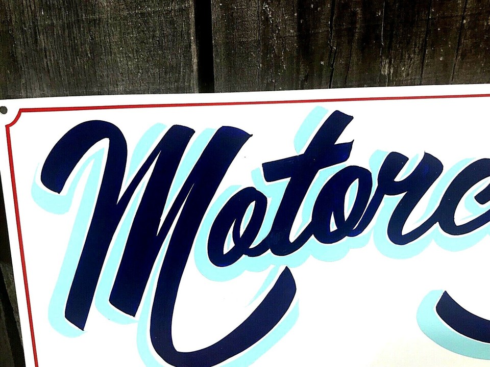 Hand Painted MOTORCYCLE SHOP Sign Harley Chopper Indian Ducati Bike ...