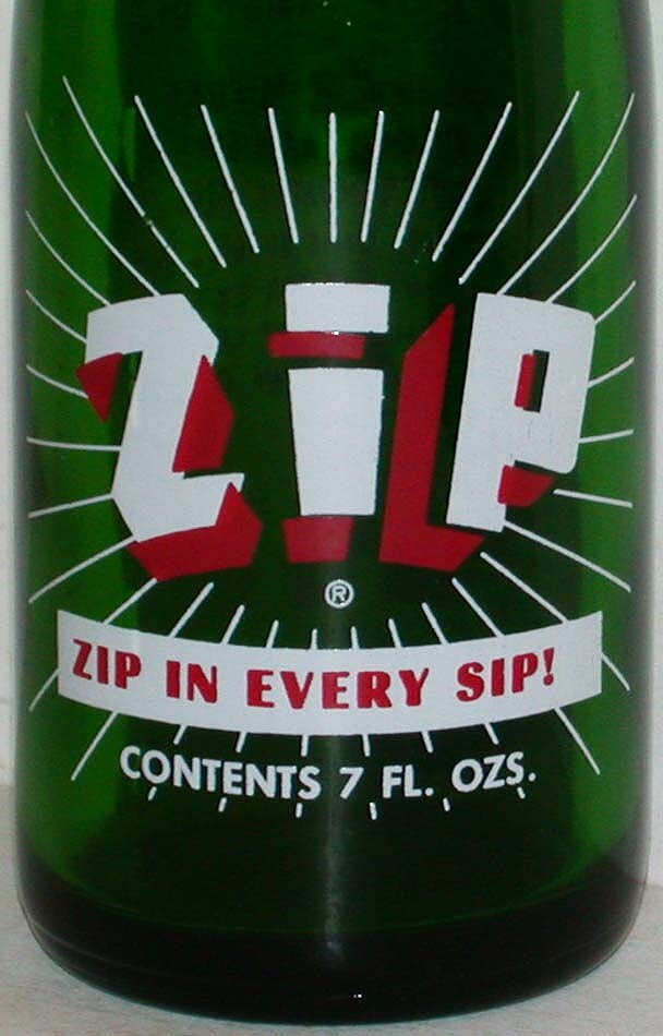 Vintage soda pop bottle ZIP 1969 Zip in Every Sip slogan new old stock ...