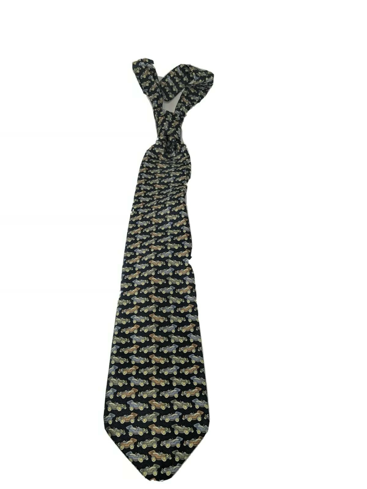 Nadia Roden Handmade Neck Tie With Old Fashioned Race Car Pattern | eBay