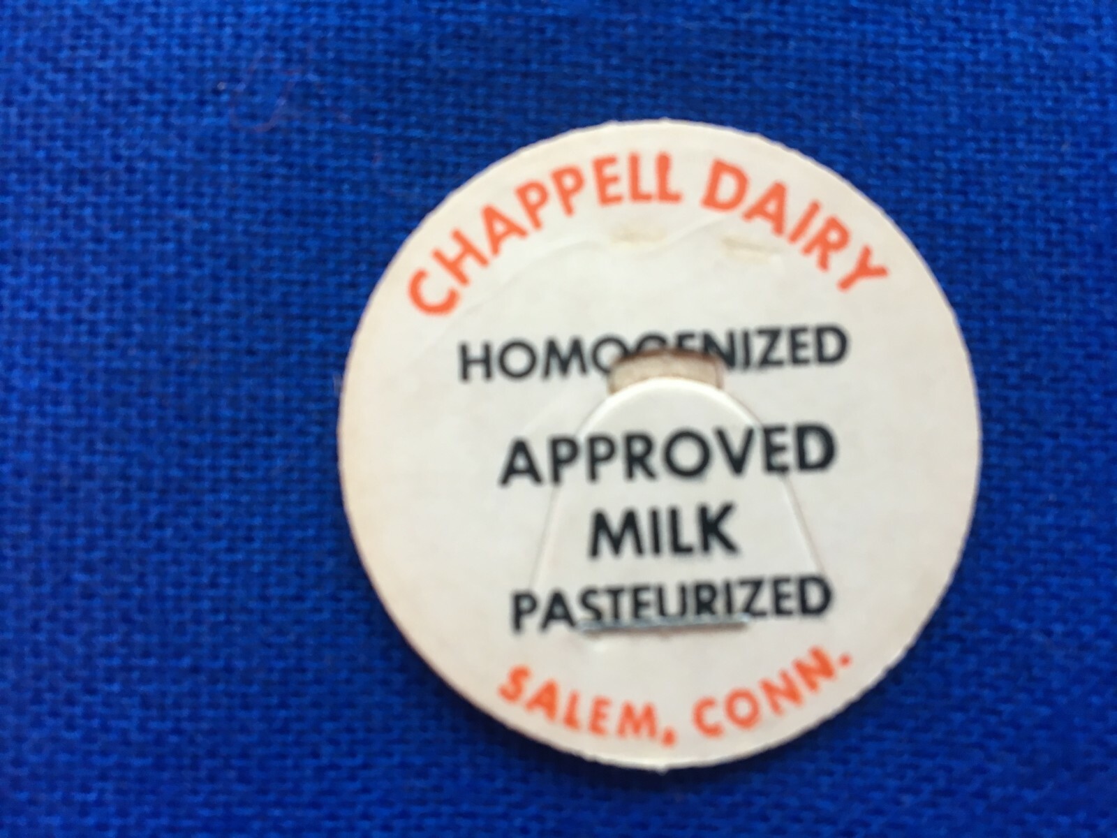 Vintage Milk Bottle Cap 1-7/16" ~ Chappell Dairy Homogenized, Salem ...