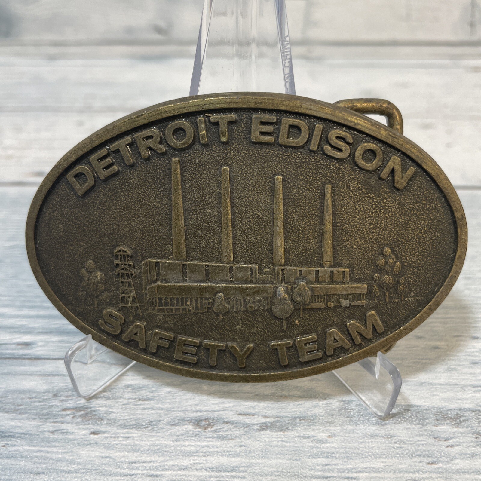 Vintage Detroit Edison Safety Team Brass Belt Buckle … - Gem