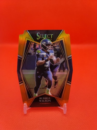 2021 NFL Select Russell Wilson Premier Level Orange Die Cut Prizm ...