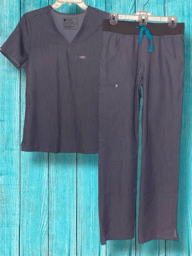 FIGS Women's Graphite Gray Scrub Set Catarina Top Sz S Kade Cargo Pants ...