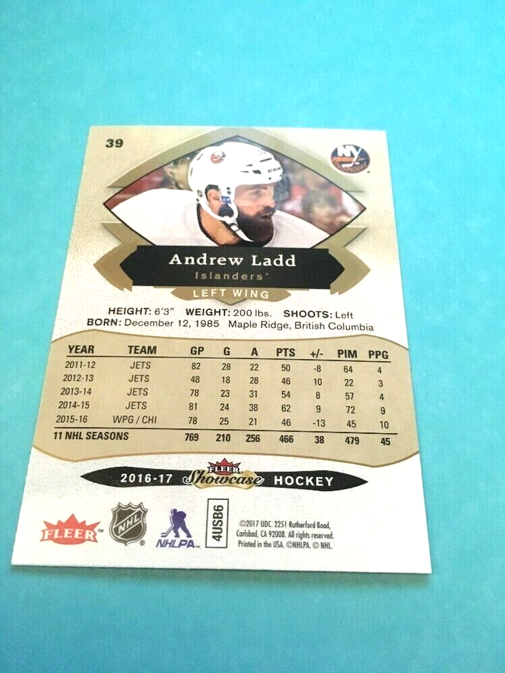 Andrew Ladd Islanders 2016-17 Fleer Showcase #39 | eBay