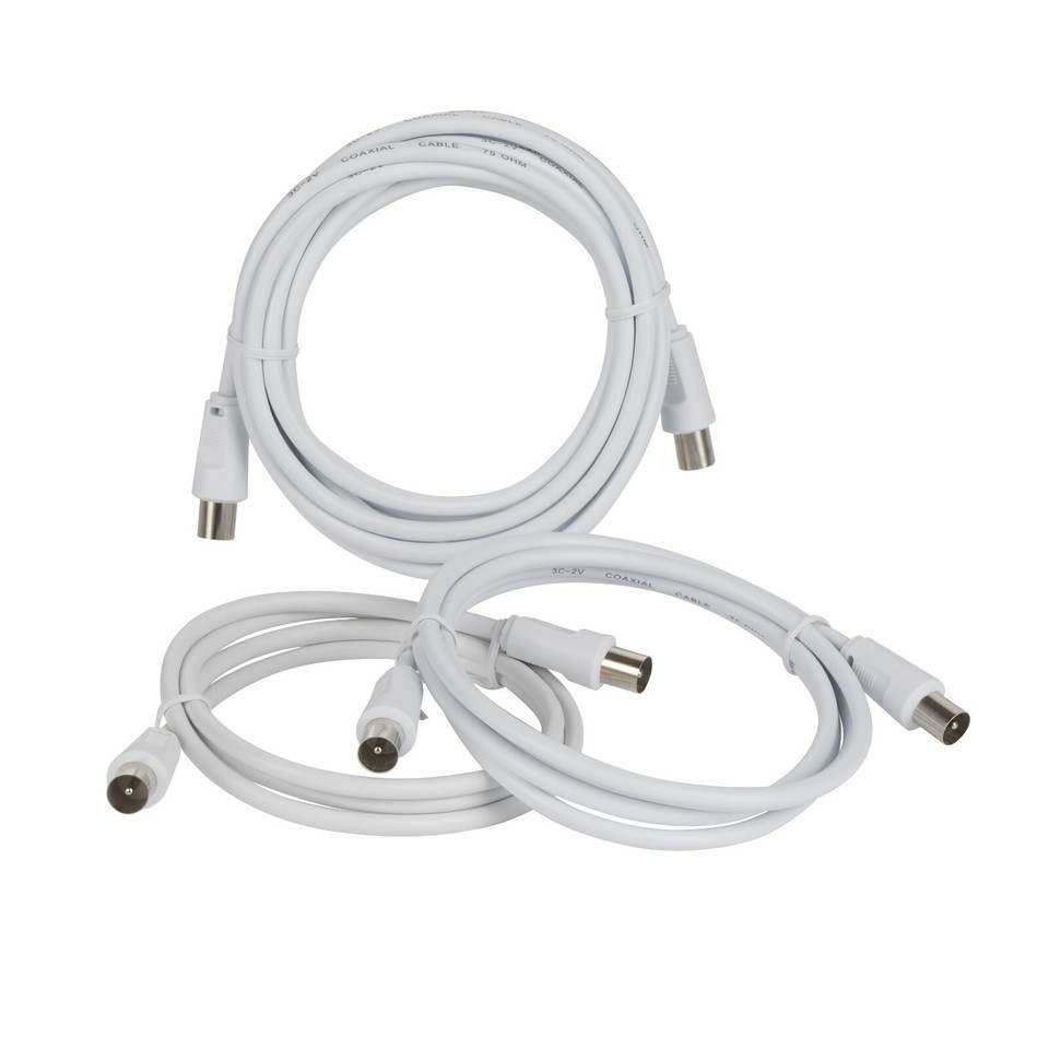 TV Aerial Cable COAX Coaxial RF Fly Lead Male to Male 1m to 3m Short ...