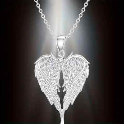 Elegant Angel Wing Heart Shaped Pendant Necklace Men Women Trendy ...