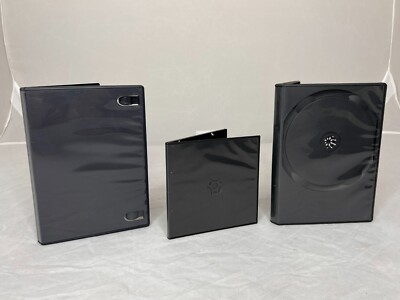 Assorted Durable DVD & CD Cases, Slim Single Black Plastic Cases, 50 ...