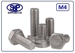 M4 / 4mm ST/STEEL FULLY THREAD HEX BOLT / SETSCREW FROM 8MM UP TO 50MM ...
