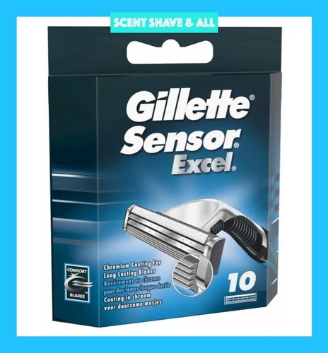 Gillette Sensor Excel Men's Shaving Razor Blades 10 Pack Genuine FAST ...