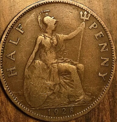 1928 UK GREAT BRITAIN HALF PENNY | eBay