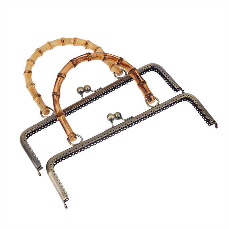 1Pc Metal Purse Bag Frame Kiss Clasp Lock With Bamboo Handle Clasps ...