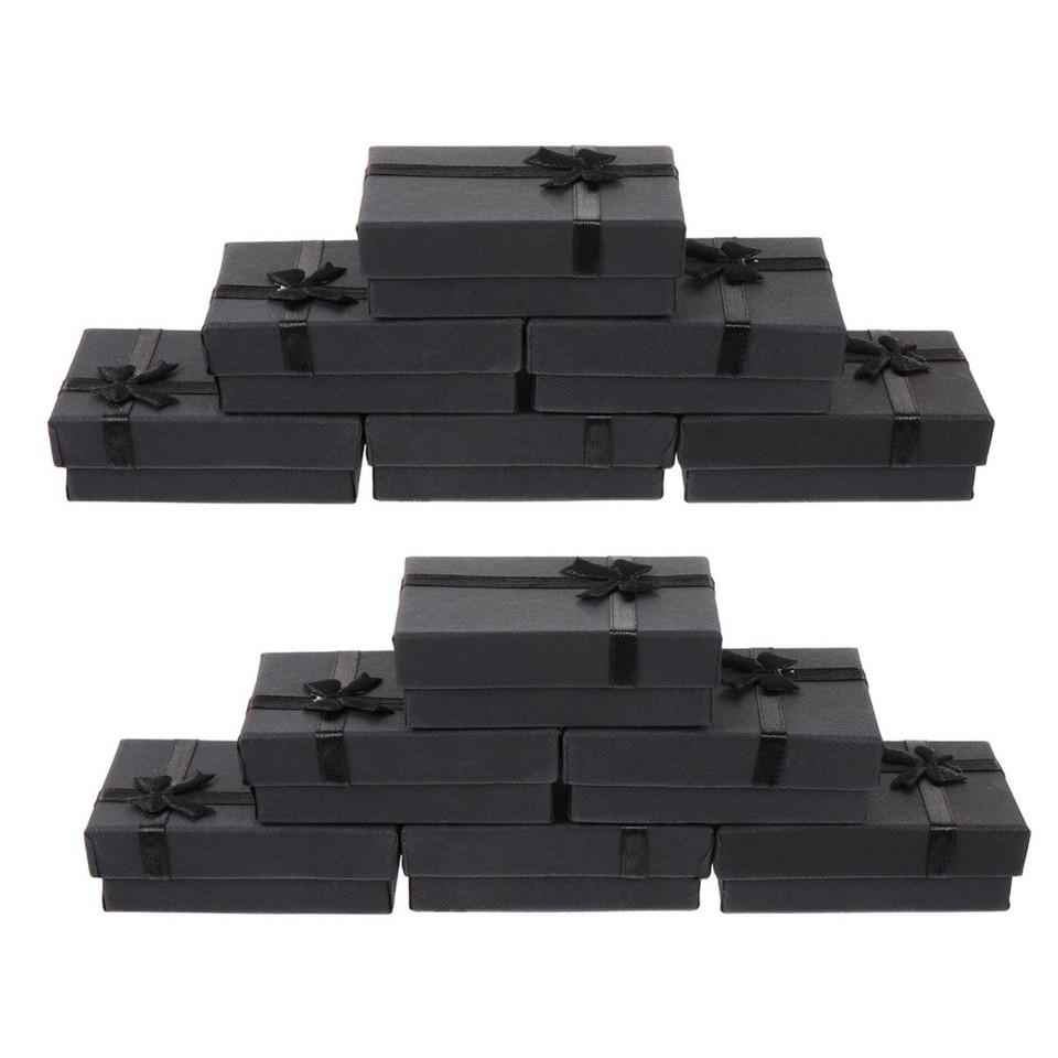 12 Pcs Cardboard Jewelry Box With Bow For Necklace Ear Stud Organizer ...