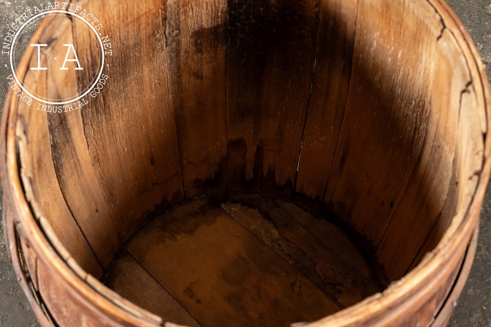 Early 20th-Century Wooden Storage Barrel with Lid | eBay