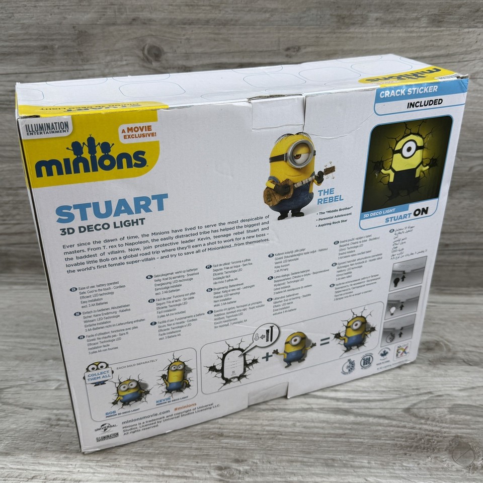 Despicable Me Minions Stuart 3D Light FX Deco LED Wall Light New in box ...