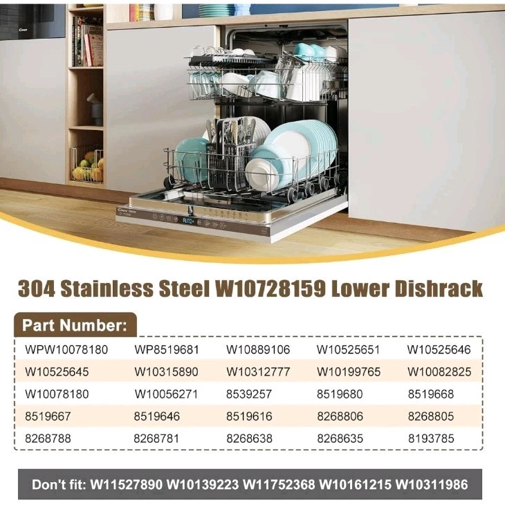 304 Stainless W10728159 W10525646 WP3376961 Dishwasher Wheels Lower ...