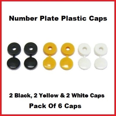 Car Number Plate Screw Covers Plastic Hinged Caps 2x Black 2x White 2x ...